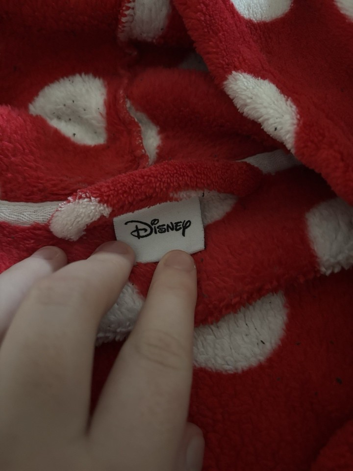 Disney Minnie Mouse Red And White Polka Dot Fleece Robe With Hood Size ...