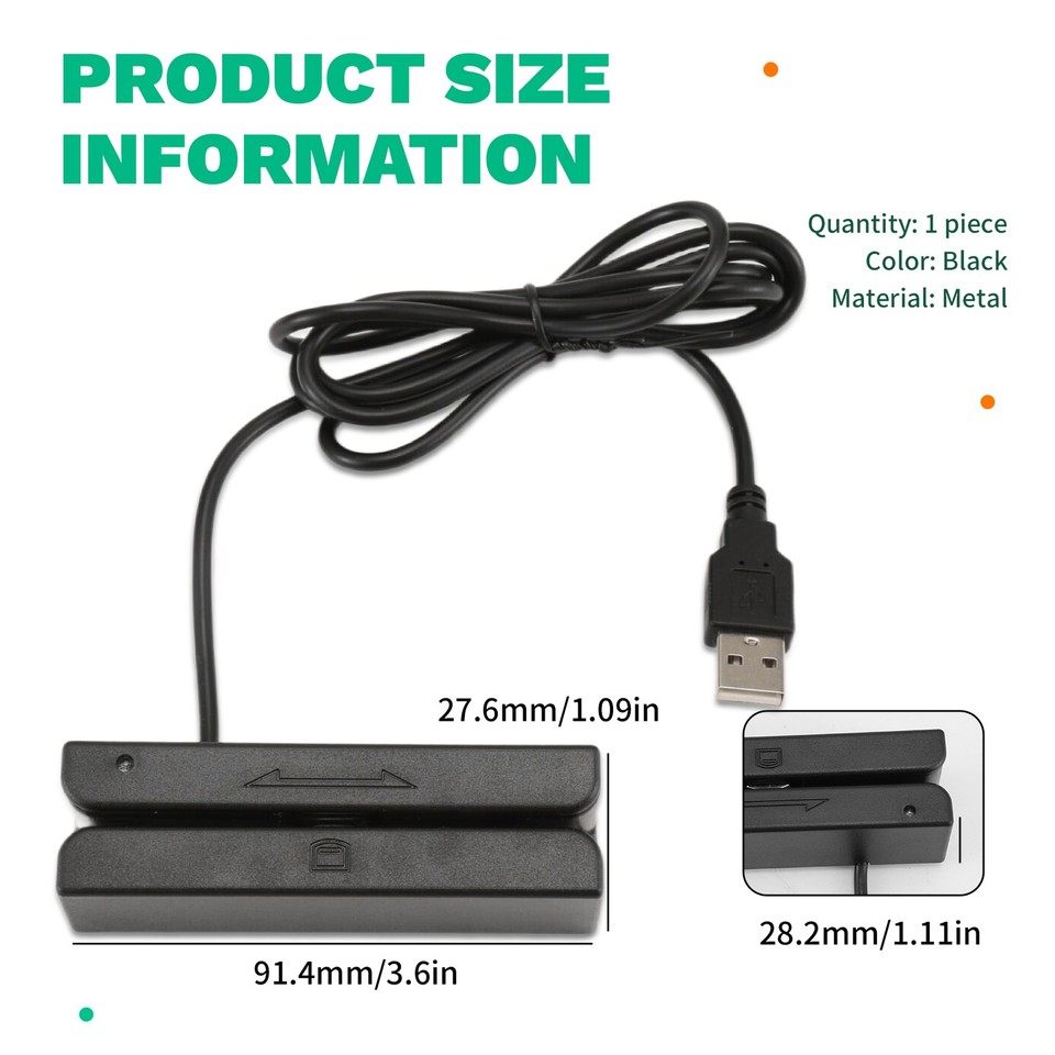 MSR90 USB Magnetic Strip Card Reading Machine Card Reader Stripe 3 ...