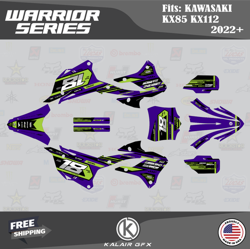 Graphics Kit for KAWASAKI KX85 KX112 2022 2023 2024 Warrior - Purple | eBay