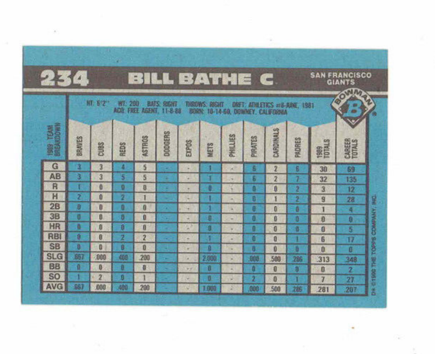 Bill Bathe San Francisco Giants Catcher #234 Bowman 1990 #Baseball Card ...