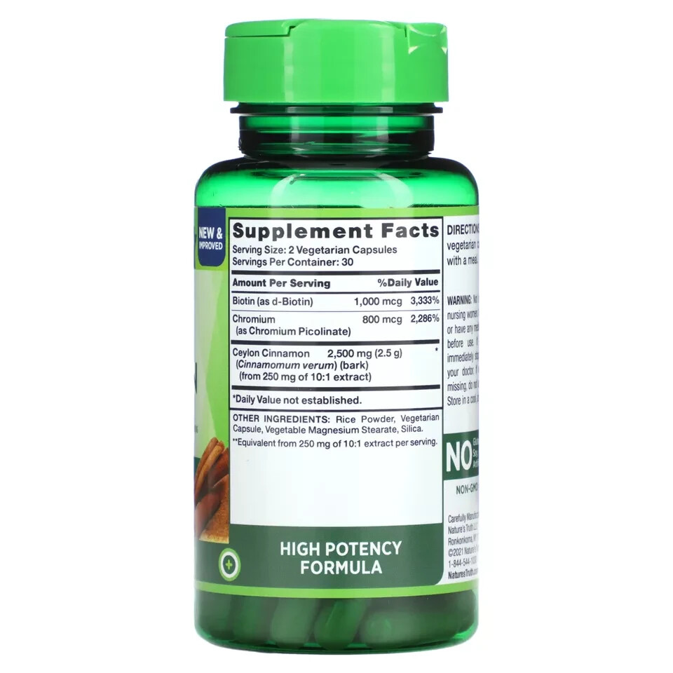 Super Ceylon Cinnamon, 2,500 mg, 60 Vegetarian Capsules (1,250 mg per ...