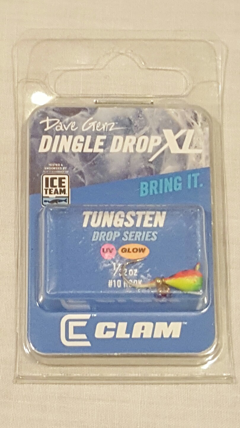 CLAM 9718 DINGLE DROP XL 1/32 OZ DROPDXL10 CHART/PINK GLOW SPOT ICE ...