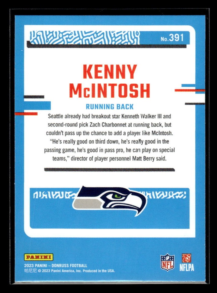2023 Donruss #391 Kenny McIntosh Rated Rookie Seattle Seahawks | eBay