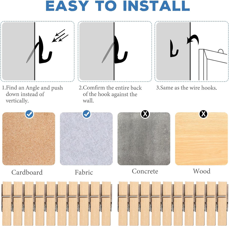 40 Pcs Cubicle Hooks for Fabric Wall, Cubicle Picture Hangers Clips ...