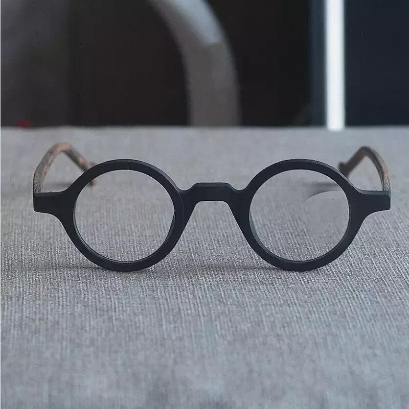 Small Round Eyeglass Frames Wood Acetate 38 mm Glasses Brand New ...