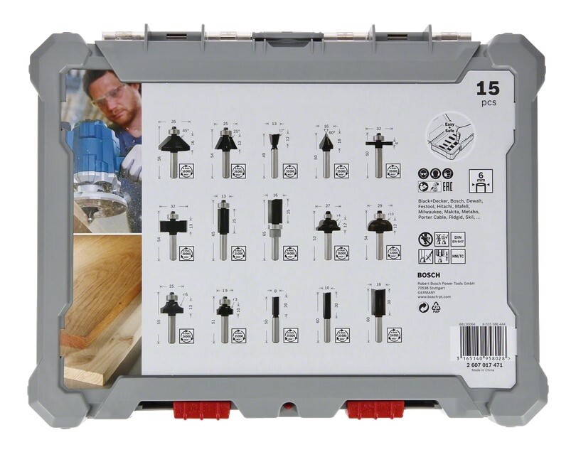 Bosch Fräser-Set 15-teilig Schaft 8mm 2607017472 für Oberfräse ...