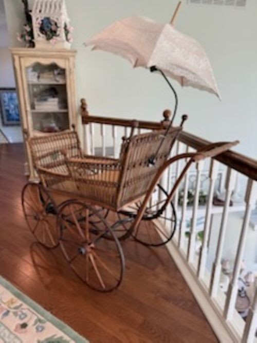 Victorian 1800's Antique Baby Carriage Buggy with Parasol Umbrella | eBay