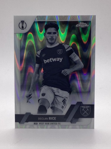 TOPPS UCC CHROME 2022/23 PARALLEL DECLAN RICE WEST HAM BLACK & WHITE ...