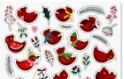 New Set 88 Acid Free Stickers Red Cardinals Winter Scrapbooking Card ...