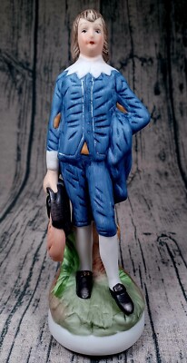 Vintage Blue Boy Figurine Home DecorStatue Ceramic Bisque Hand Painted ...