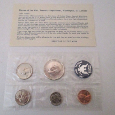 1965 SMS Set 5 Coins 40% Silver Kennedy US Special Mint Original ...