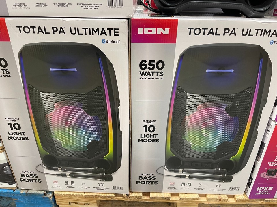 ION Audio Total PA Ultimate Bi-Amplified 650W Speaker Sound Sys Light ...
