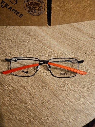 Nike 6046 006 Black/Red Titanium Eyeglasses Frames Full Rim W. Case 55 ...