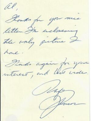 RARE! “Olympic Decathlon Gold Medalist" Rafer Johnson Hand Written ...