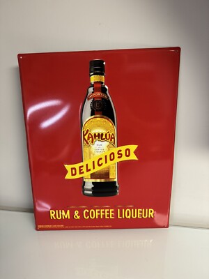 Kahlua Delicioso Rum & Coffee Liqueur Red & Yellow Bar Garage Sign | eBay