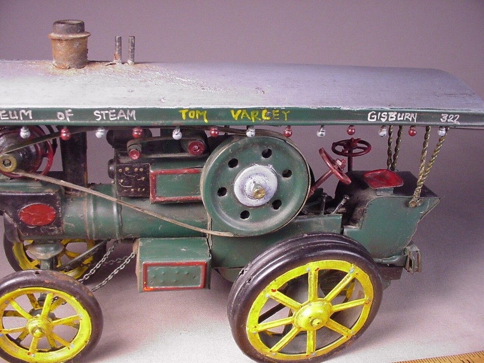 Vintage Folk Art Tom Varley Steam Engine Tractor toy metal handmade 1: ...