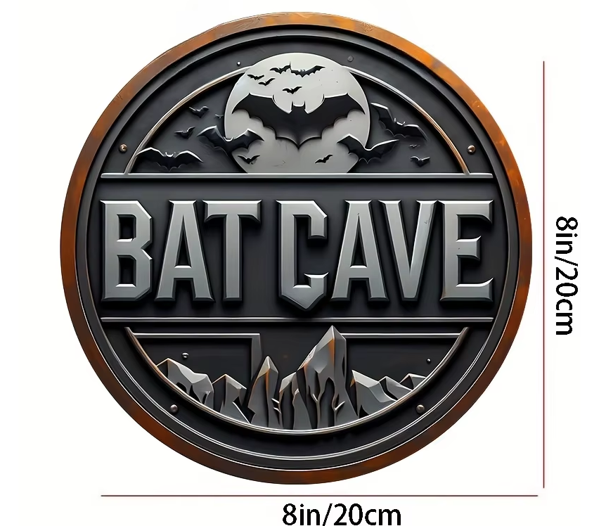 Batman Bat Cave Cool Sign UV HD Graphics on Metal 2D Wall Decor 8" Art ...