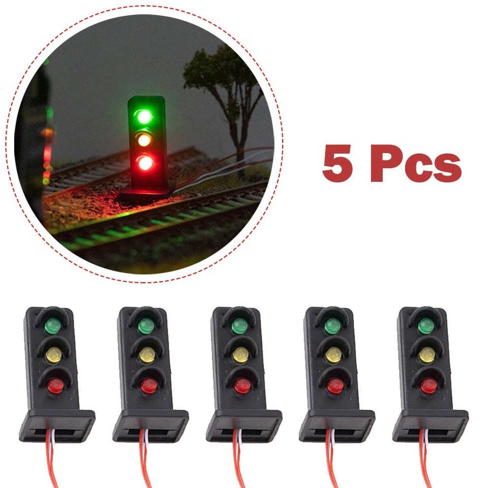 5Pcs Model Train Signals 3-Lights OO/HO Scale Railroad LED Signal Lamp ...