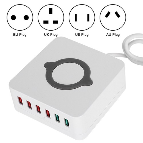 Wireless Charging USB Station 6 Ports QC3.0 Fast Charge Adapter 100 ...