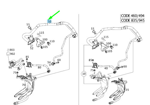 NEW MERCEDES-BENZ GLA X156 ENGINE BREATHING BLEED LINE A1330102100 ...