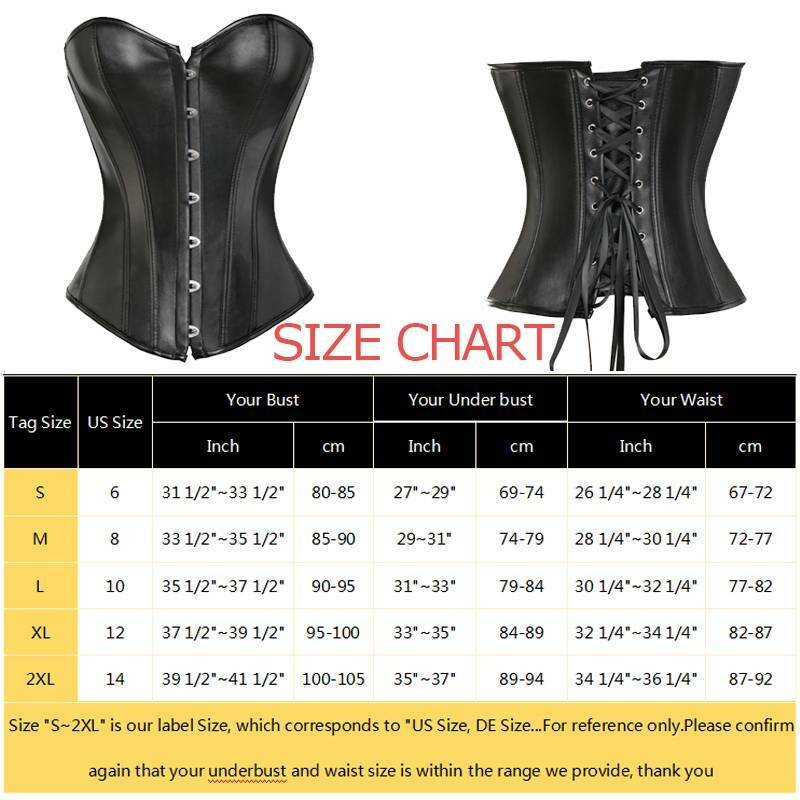 Women‘s Black Waist Training Corset Steampunk Gothic Basque Bustier ...