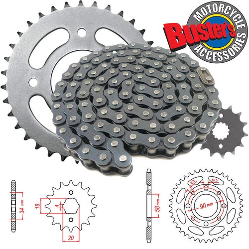 Heavy Duty Chain and Sprocket KIT Honda CG125 Brazil 1993-1998 ...