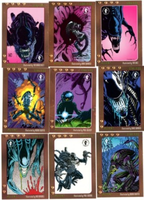 1992 "ALIEN 3" Movie Trading Cards Set of 9 art illustration Cards | eBay