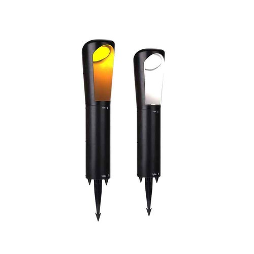 Solar Garden Path Light Black, Integrated LED, Directional Amber/White ...