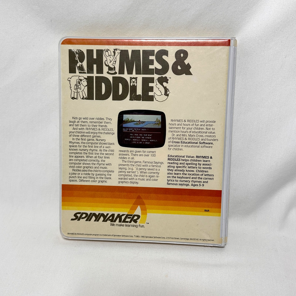 Vintage Rhymes & Riddles by Spinnaker Apple II+ and IIe Computer Game ...