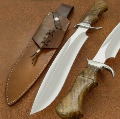 AB CUTLERY FANCY HANDMADE STAINLESS STEEL BOWIE KNIFE HANDLE STEEL CLIP ...