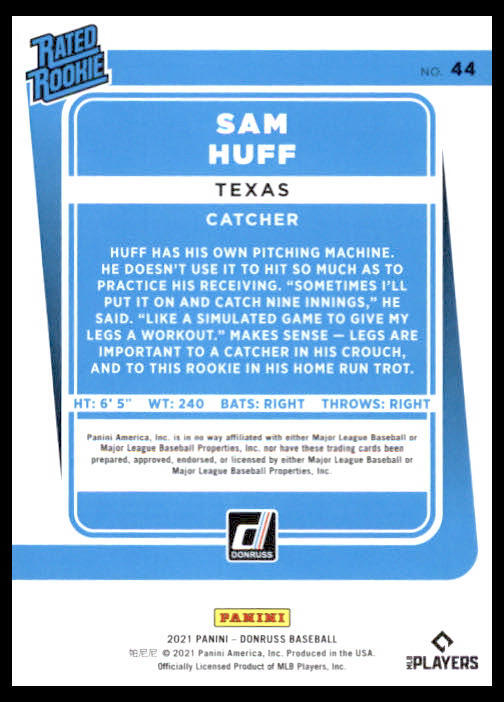 2021 Donruss #44 Sam Huff Texas Rangers | eBay