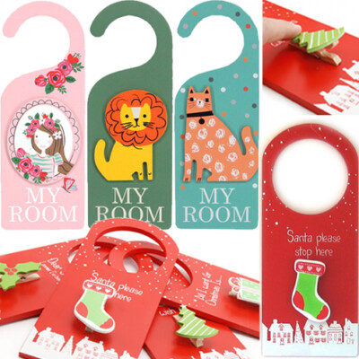 KIDS DOOR KNOB HANGER Wooden Hanging Plaque Sign Bedroom Birthday ...