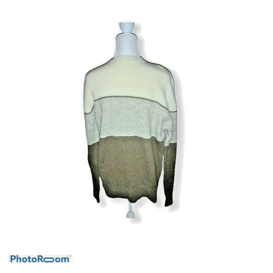 Thane Sweater Crew Popover Cable Knit Brown Gray Ivory 100% Wool men's ...