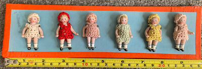 6 Antique German Hertwig bisque dolls Crocheted Clothes C1915 ...