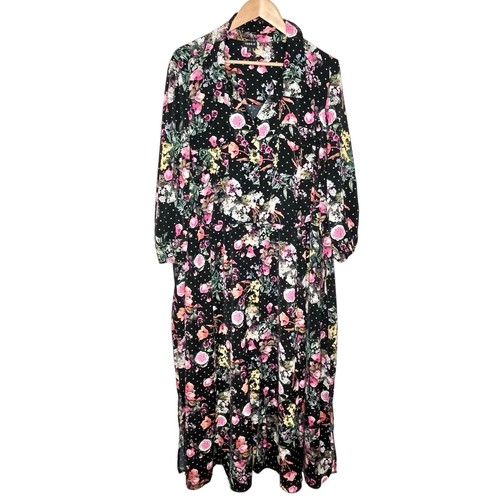 Torrid Floral Maxi Dress Black Womens 4X Cottagecore Bloomcore Polka ...
