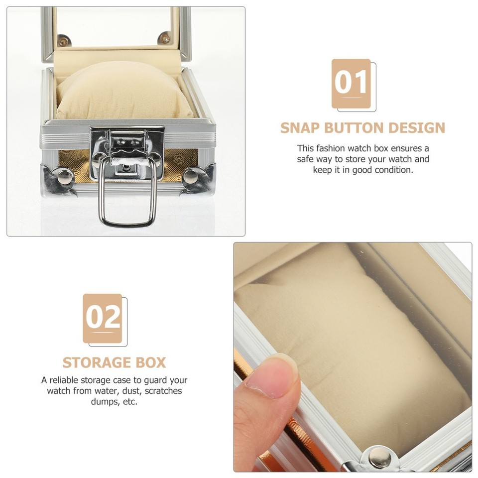 Watch Case Single Grid Wrist Watch Box Stainless Steel Watch Box Case ...