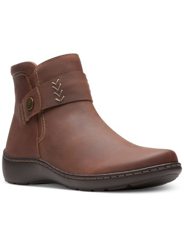 SUGAR Womens Brown Button Cora Rae Round Toe Wedge Leather Booties 10 M ...