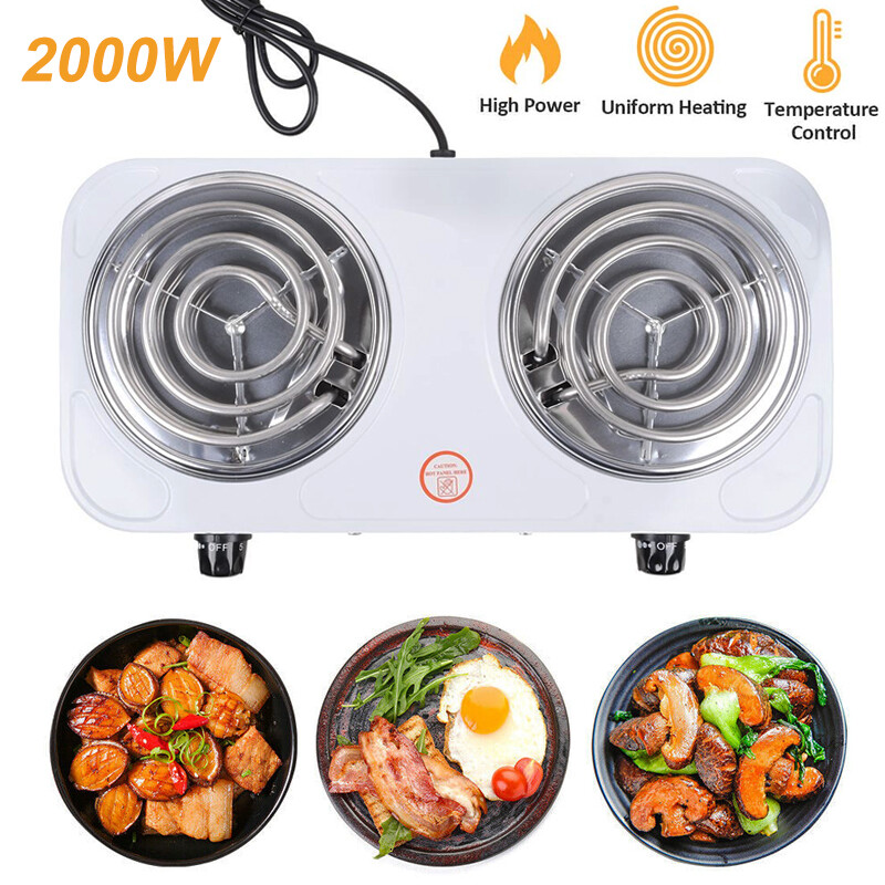 Portable Electric Single Double Burner Stove Hot Plate 1kw 2000W ...