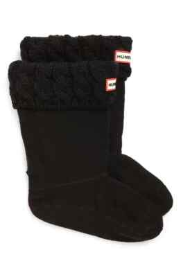 Hunter L12829 Kids Black Half-Cardigan 6 Stitch Cable Boot Socks Size ...