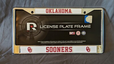 Set Of 2 Oklahoma Sooners Chrome Metal License Plate Frames, Raised ...