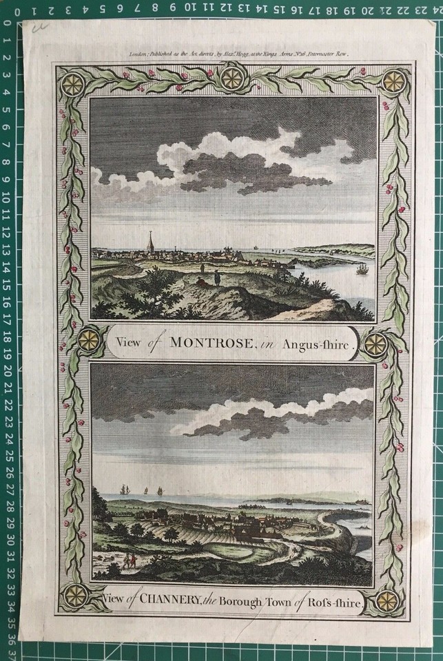 1784 Antique Print: Montrose in Angus & Fortrose, Highlands of Scotland ...