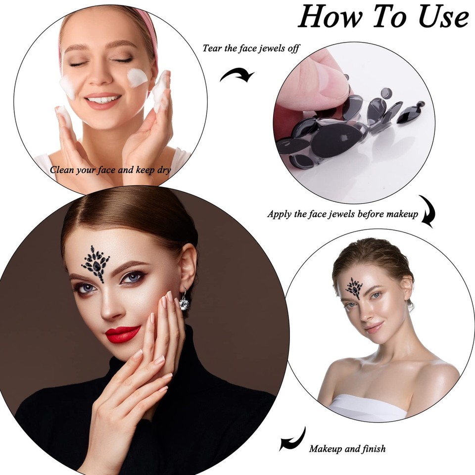 20 Sets Face Jewels Rhinestones Face Gems Stick on Eye Jewels Stickers ...