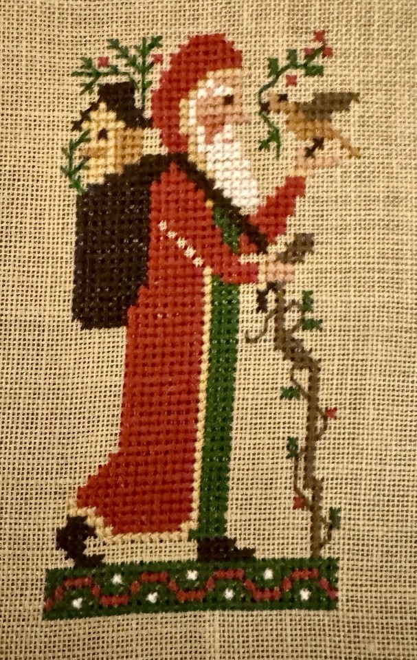 Vintage Prairie Schooler “Old World Santas” Finished Cross Stitch Set ...