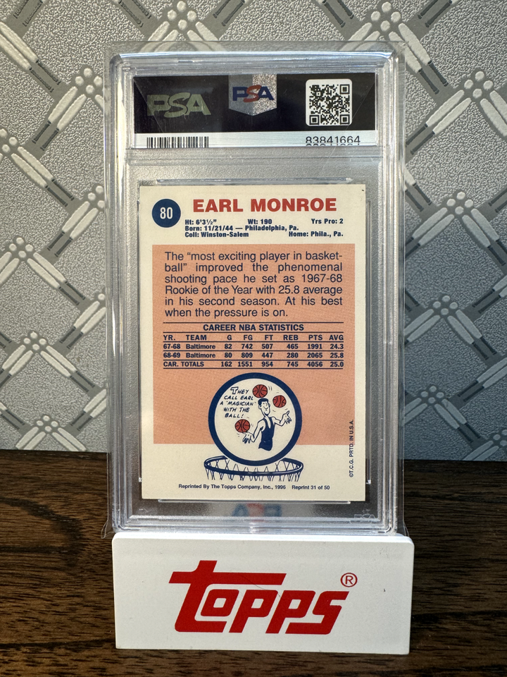 1996 Topps NBA Stars Earl Monroe 1969 Reprint Autograph 31 PSA 7 | eBay