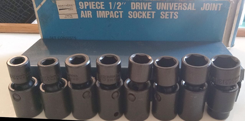 NORTHERN TOOLS 1/2 in. Drive SAE Impact Swivel Socket Set 9 Piece 3/8 ...