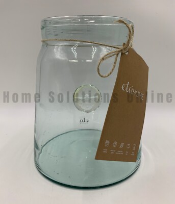 Pottery Barn Recycled Glass Mason Jar Vase Bee Stamp Small 9.25" H # ...