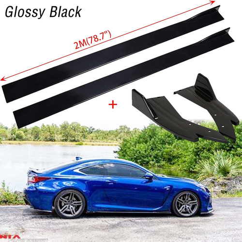 Glossy Black 78.7" Side Skirt +Rear Bumper Lip For Lexus RC F RC200t ...