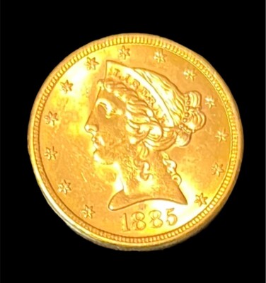U.S. Gold 1885 Coronet Half Eagle $5 Coin | eBay