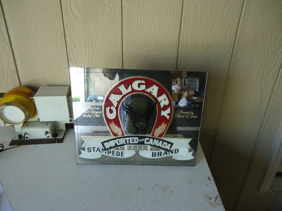 RARE ANTIQUE Vintage CALGARY Beer MIRROR Sign UNUSED STAMPEDE | eBay