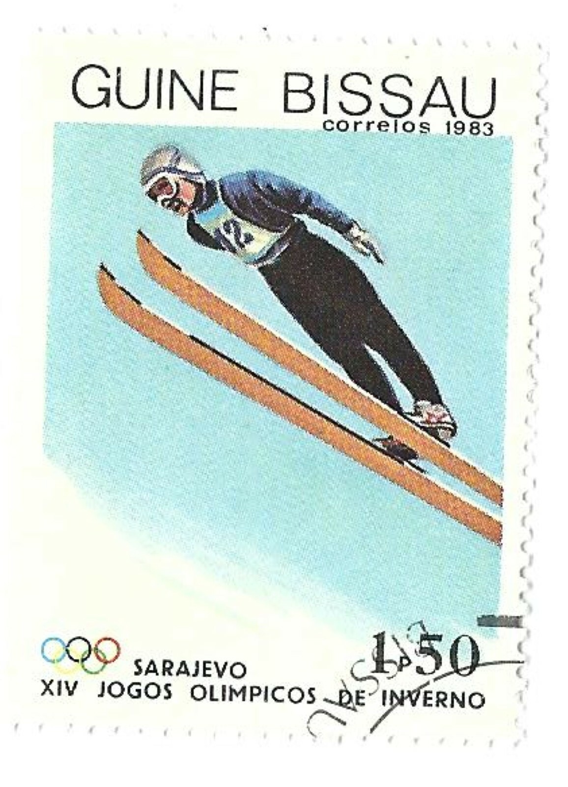 Stamp Used Guinea-Bissau 1983 Olympic Winter 1984 Sarajevo Ski-Jump ...